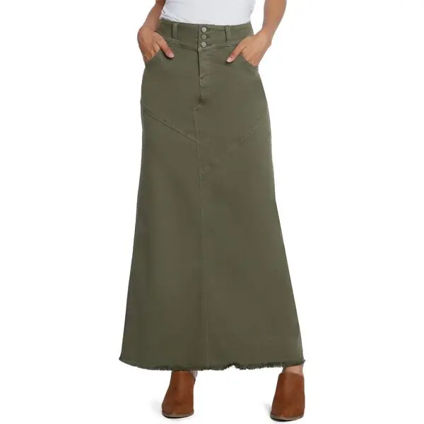 WASH LAB DENIM Pieced Maxi Skirt - Dusty Green
