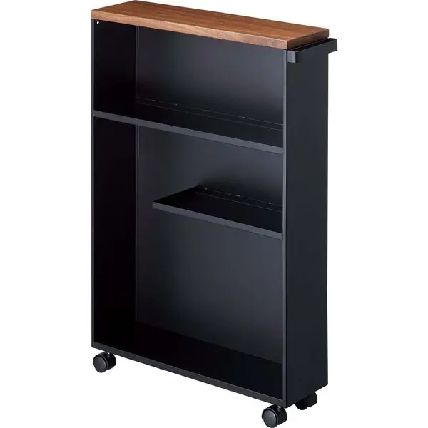 YAMAZAKI Tower Slim Rolling Bathroom Cabinet - Black