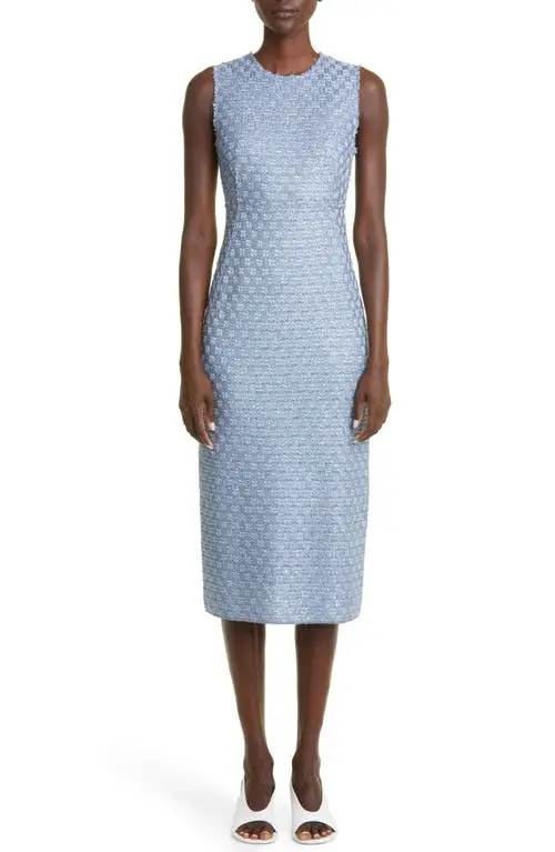 St. John Sequin Check Sleeveless Tweed Knit Dress