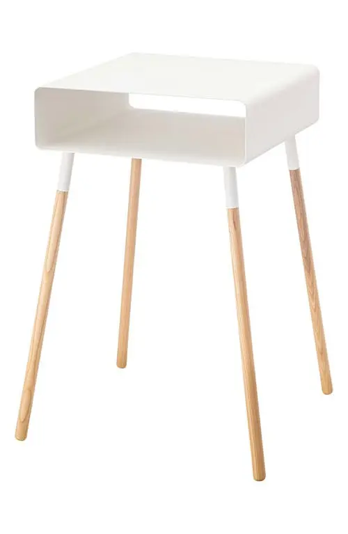 YAMAZAKI Steel Storage Side Table - White