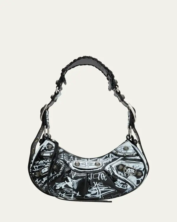 Balenciaga Le Cagole Xs Graffiti Shoulder Bag - Black | Editorialist