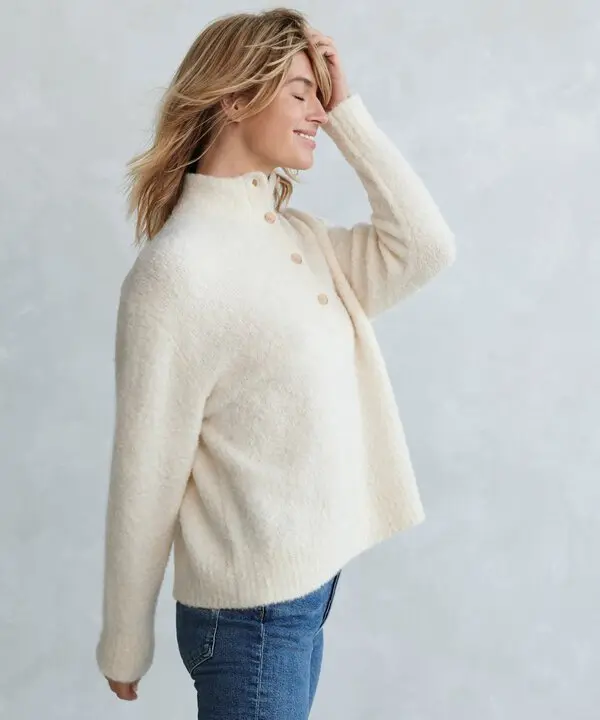 Jenni Kayne Boucle Button Pullover - Ivory