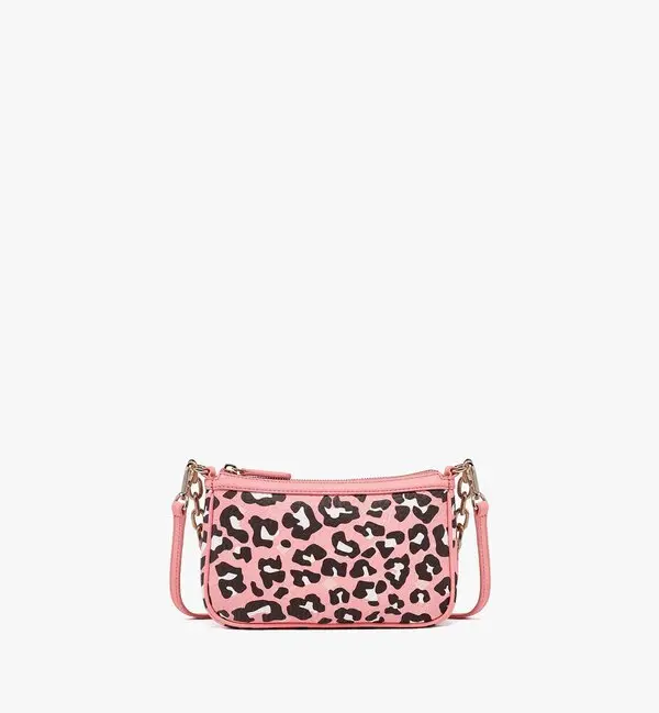 Mcm Leopard Visetos Aren Shoulder Bag - Blossom Pink Visetos