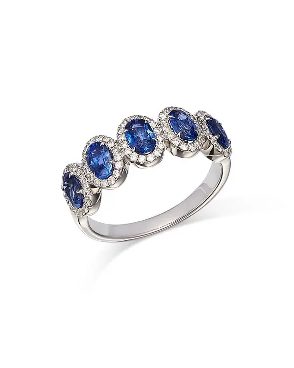 Bloomingdale'S Sapphire And Diamond Ring In 14k White Gold - Blue/white