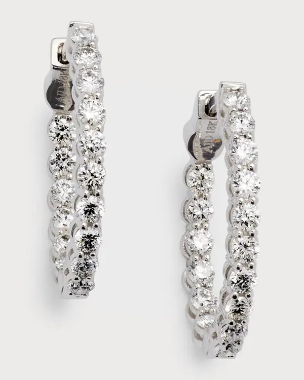 Neiman Marcus 18k Diamond Hoop Earrings - White Gold