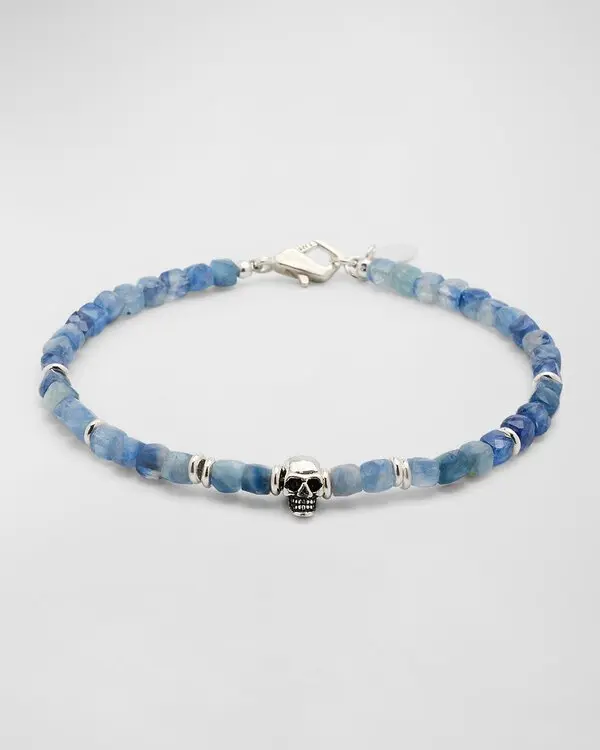 JAN LESLIE Gemstone Skull Beaded Bracelet - Royal Blue