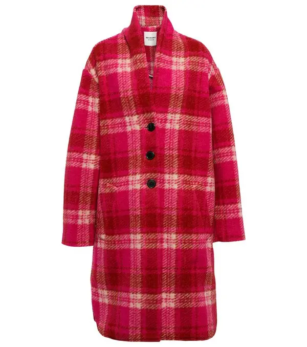 MARANT ETOILE Gabriel Checked Flannel Coat - Pink