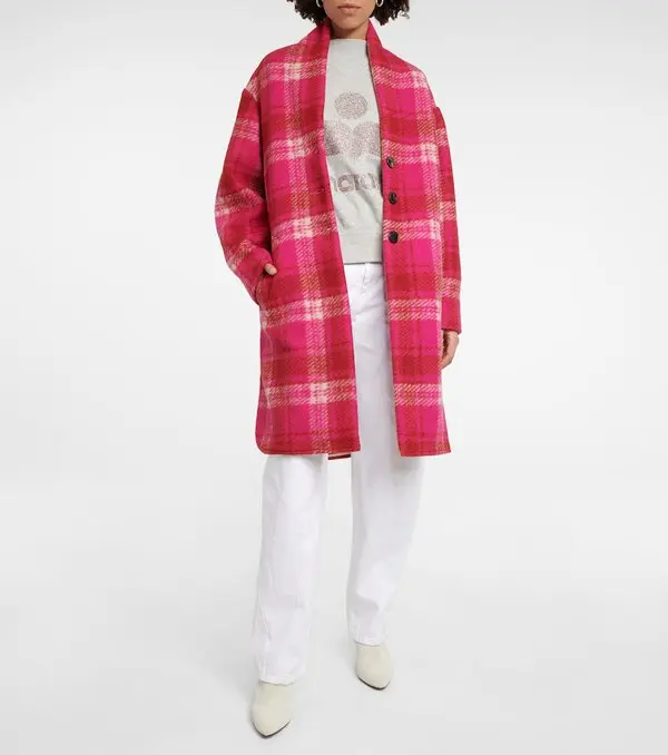 MARANT ETOILE Gabriel Checked Flannel Coat - Pink