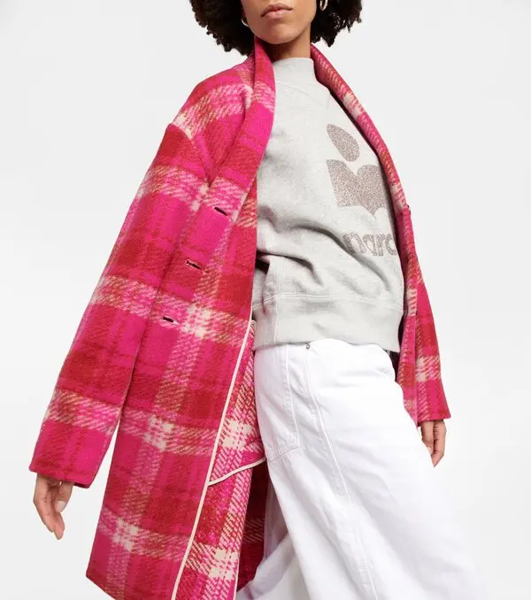 MARANT ETOILE Gabriel Checked Flannel Coat - Pink