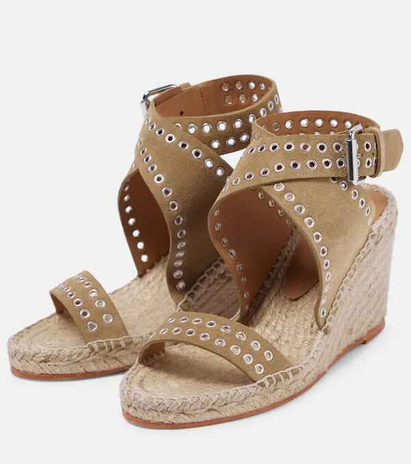 Isabel Marant Iriane Studded Suede Espadrille Wedges