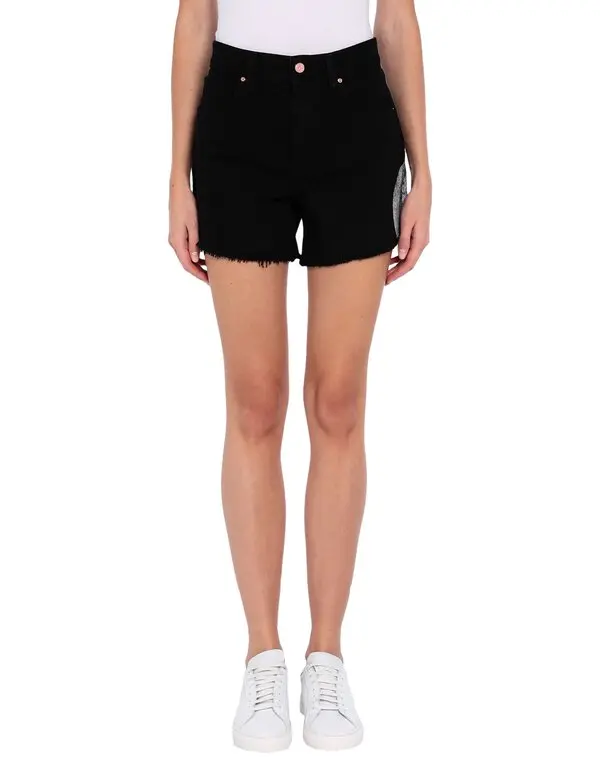 DON THE FULLER Denim Shorts With Print And Raw-cut Hem