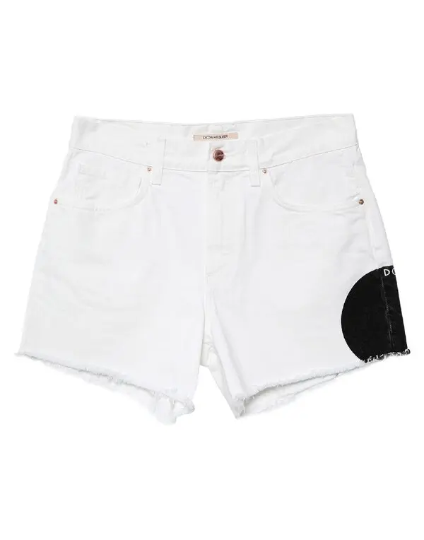 DON THE FULLER Denim Shorts With Print And Raw-cut Hem - White