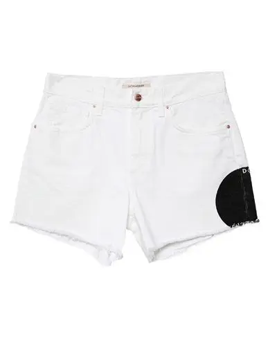 DON THE FULLER Denim Shorts With Print And Raw-cut Hem - White