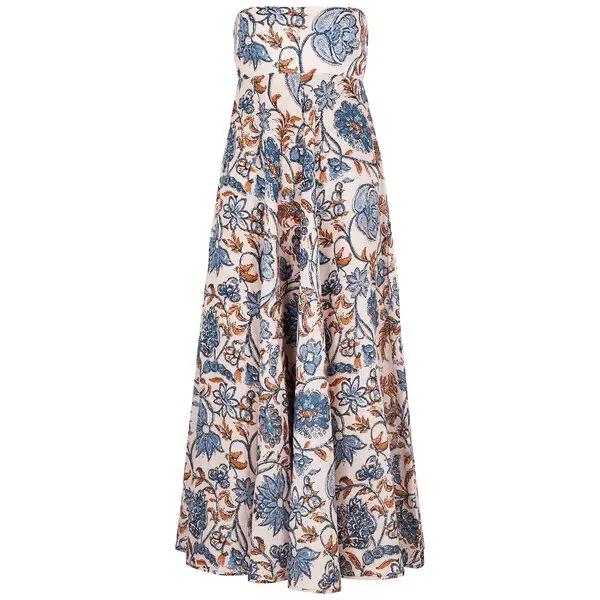 long sleeve floral midi dress Blouson Long Sleeve Floral Dress 6 / Silk White/Multi main image 0