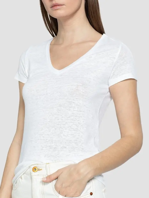 Majestic Filatures Stretch Linen V-neck T-shirt