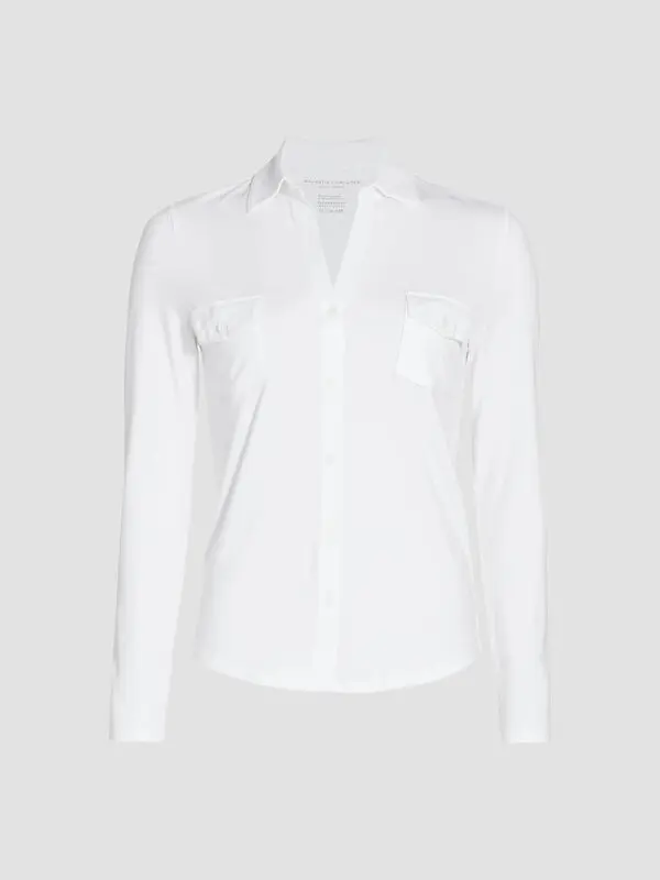 Majestic Filatures Soft Touch Long-sleeve Pocket Shirt - Blanc