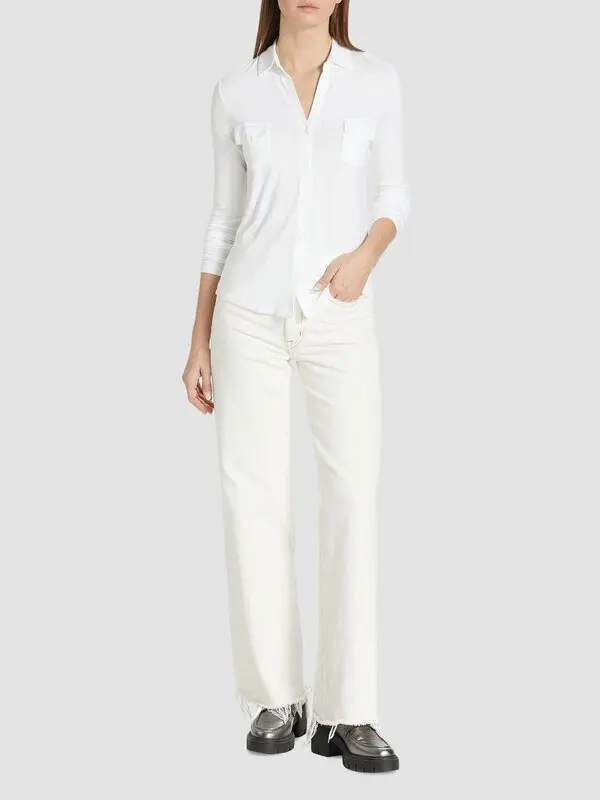 Majestic Filatures Soft Touch Long-sleeve Pocket Shirt - Blanc