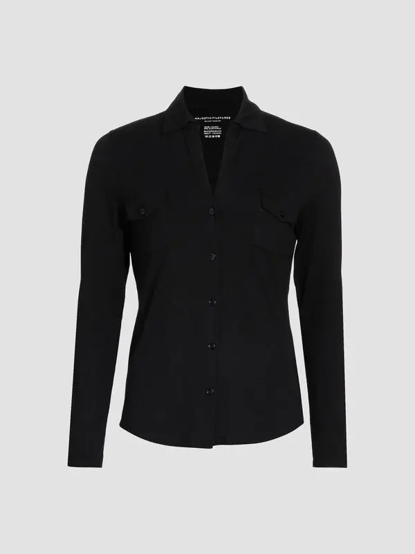 Majestic Filatures Soft Touch Long-sleeve Pocket Shirt - Noir