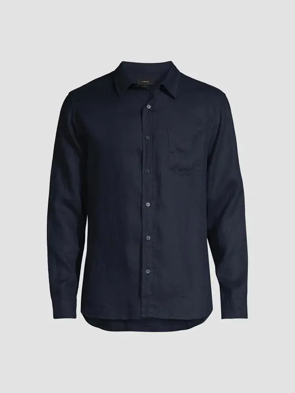 Vince Linen Long-sleeve Button-up Shirt - Coastal