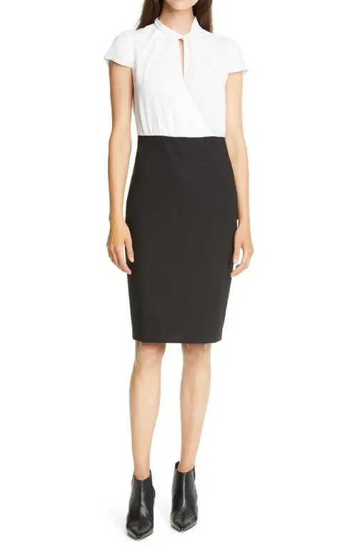 Ted Baker London Two-tone Mock Neck Pencil Dress