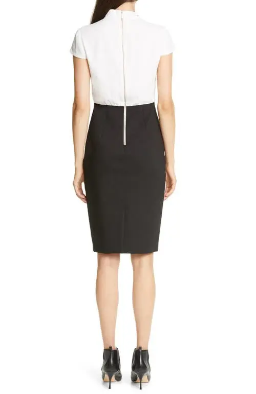 Ted Baker London Two-tone Mock Neck Pencil Dress