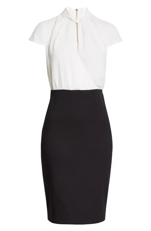 Ted Baker London Two-tone Mock Neck Pencil Dress