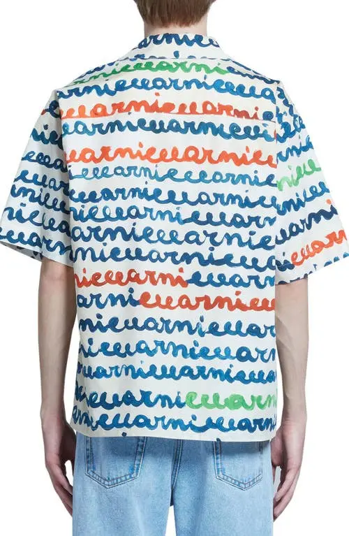 Marni Logo Stripe Cotton Camp Shirt