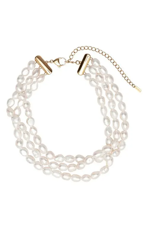ST. MORAN Freshwater Pearl Triple Strand Necklace - White