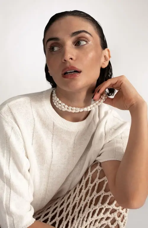 ST. MORAN Freshwater Pearl Triple Strand Necklace