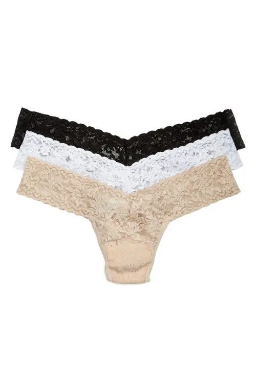 Hanky Panky 3-pack Low Rise Thong - Black/ White/ Chai