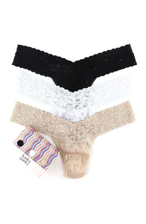 Hanky Panky 3-pack Low Rise Thong - Black/ White/ Chai