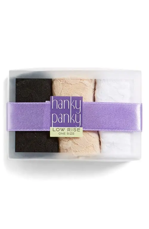 Hanky Panky 3-pack Low Rise Thong - Black/ White/ Chai