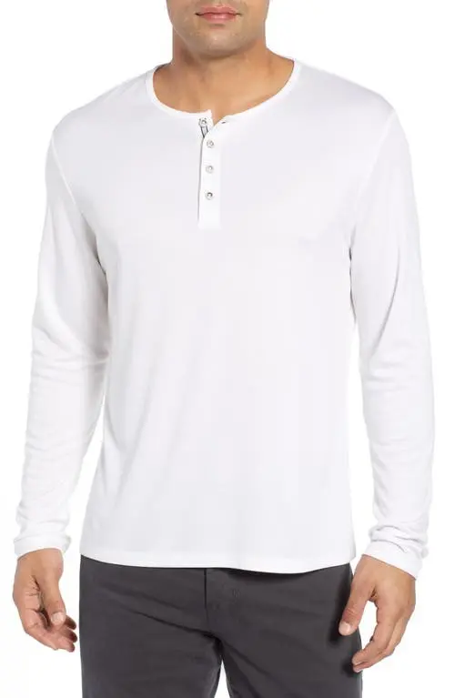 Stone Rose Regular Fit Henley - White