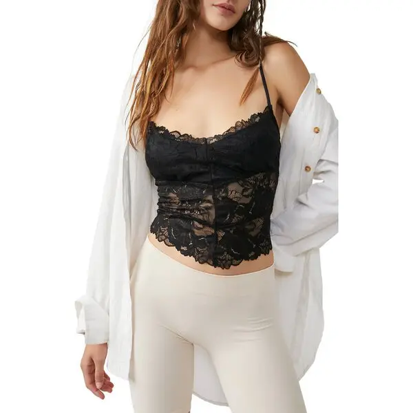 Free People Heart Eyes Lace Cami - Black