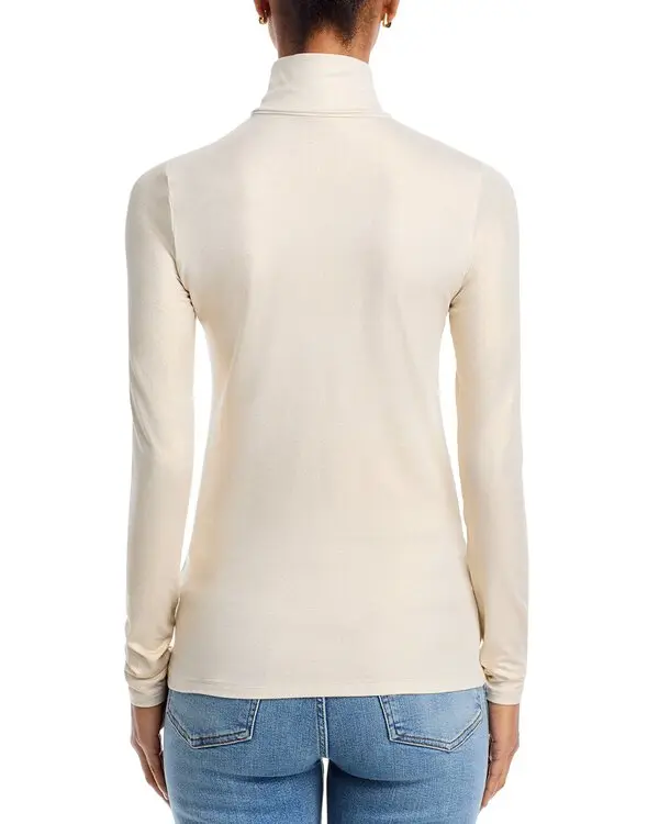 Majestic Filatures Metallic Turtleneck Top - Blanc
