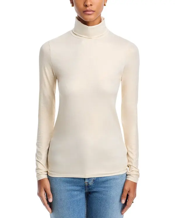 Majestic Filatures Metallic Turtleneck Top - Blanc
