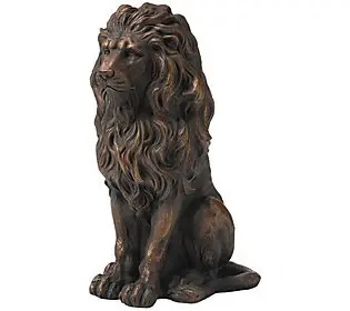 GLITZHOME Majestic King Sitting Lion Lawn Garde N Statue - One-color