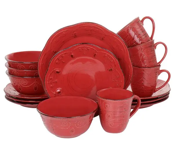ELAMA Rustic Birch 16-piece Stoneware Dinnerwar E Set - One-color