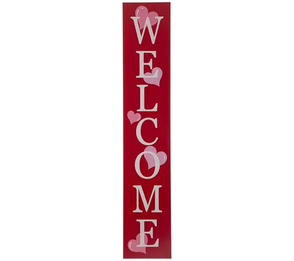 GLITZHOME Valentines Welcome Porch Sign - One-color