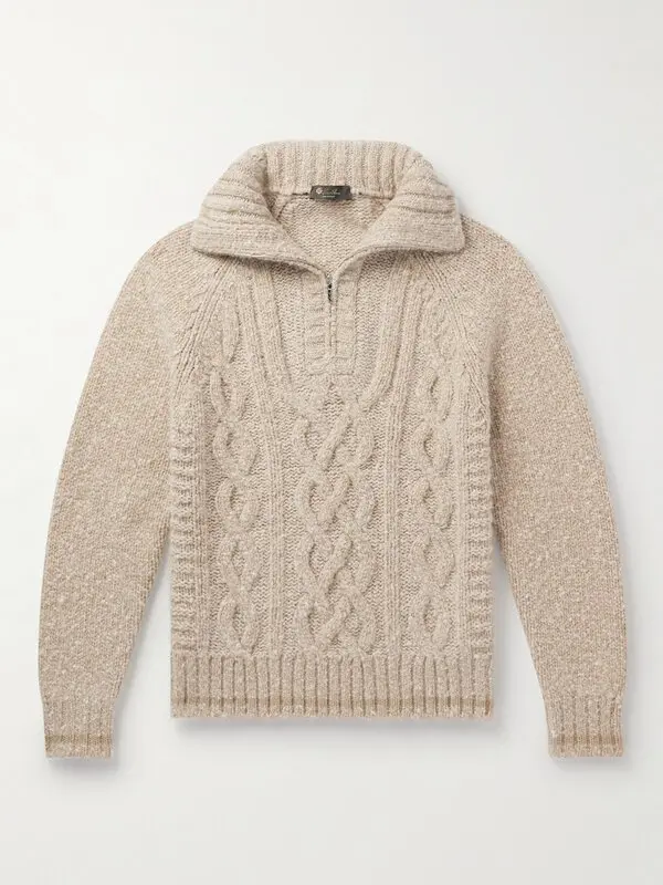Loro Piana Cable-knit Cashmere Half-zip Sweater
