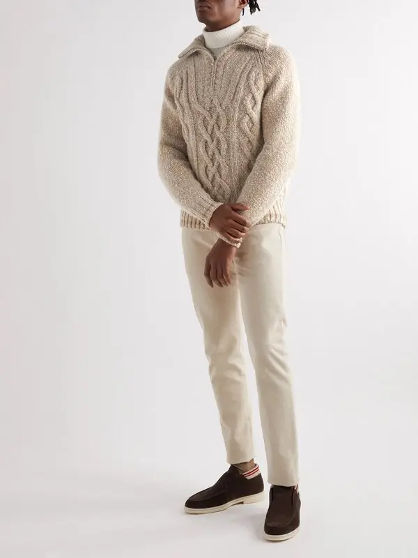 Loro Piana Cable-knit Cashmere Half-zip Sweater