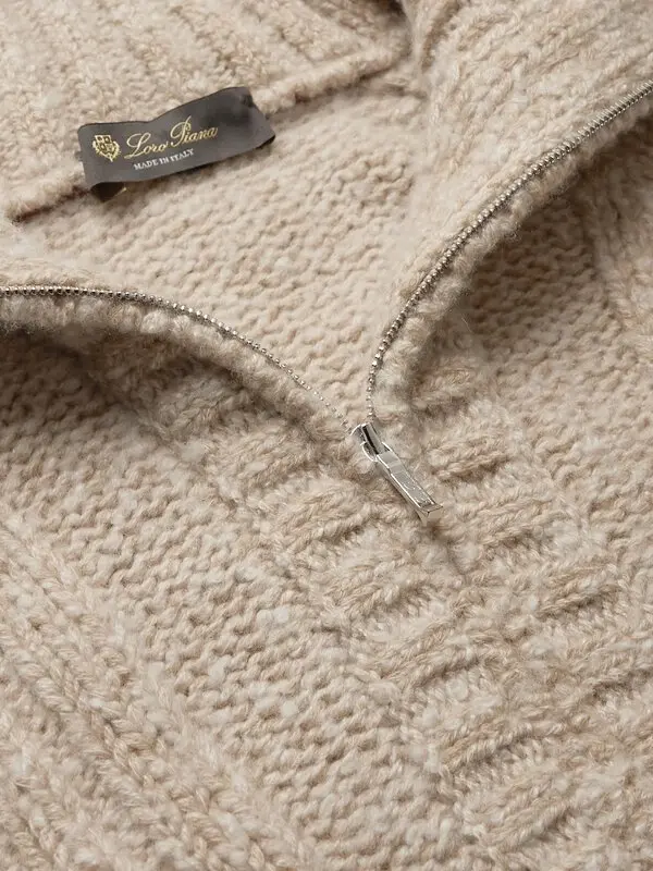 Loro Piana Cable-knit Cashmere Half-zip Sweater