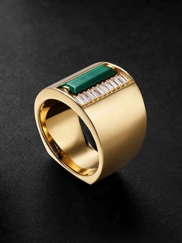 SUZANNE KALAN 18-karat Gold, Malachite And Diamond Ring - Green