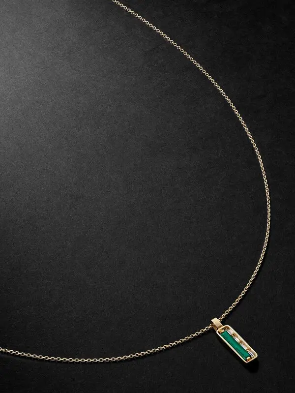 SUZANNE KALAN 18-karat Gold, Malachite And Diamond Pendant Necklace - Green