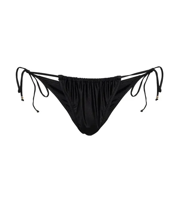 BANANHOT Cherry Ruched Bikini Bottom - Black