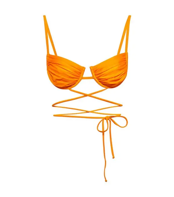 BANANHOT Cherry Ruched Bikini Top - Orange