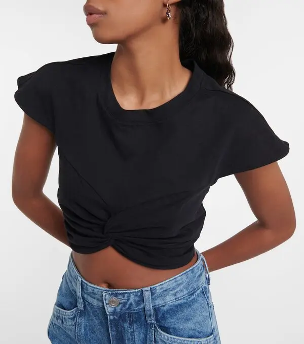 Isabel Marant Étoile Zineae Cotton Jersey Crop Top - Black