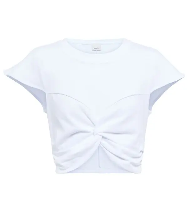 Isabel Marant Zineae Cotton Jersey Crop Top - White