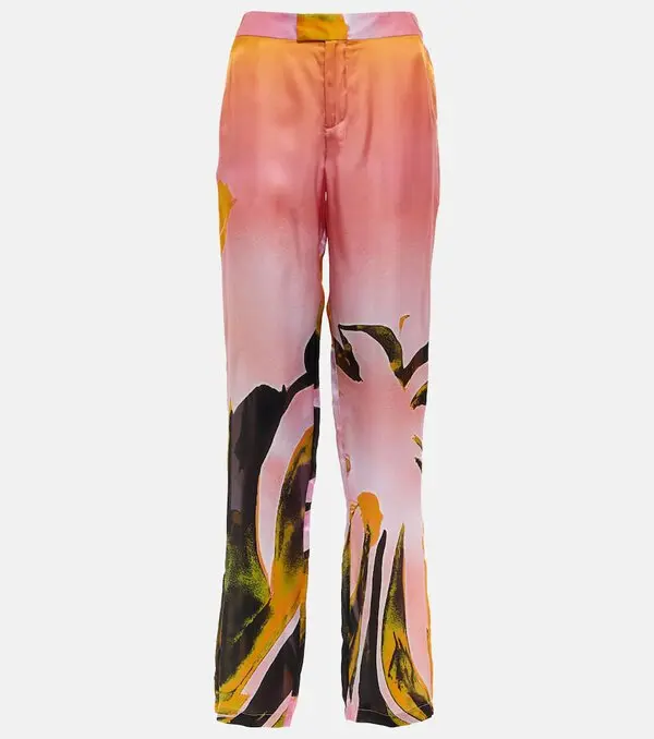 LOUISA BALLOU Cruise Printed Silk Pants - Multicoloured