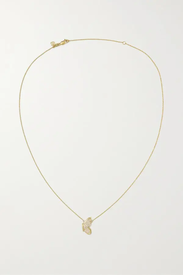 SYDNEY EVAN Small Flying Butterfly 14-karat Diamond Necklace